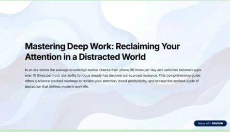 Mastering Deep Work: The Ultimate Guide to Focus de Abdullah - Decitre
