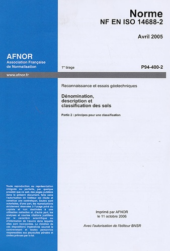 Norme NF en ISO 14688-2 Avril 2005 -... de AFNOR - Livre - Decitre