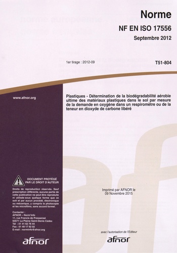 Norme NF EN ISO 17556 Plastiques - Détermination... de AFNOR - Livre ...