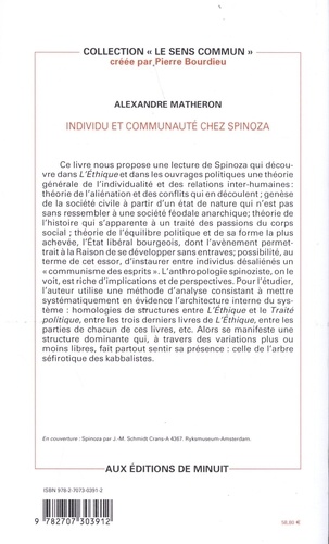 Individu et communauté chez Spinoza de Alexandre Matheron - Grand ...
