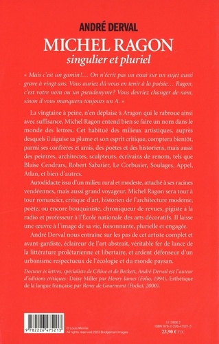 Michel Ragon, singulier et pluriel de André Derval - Grand Format ...