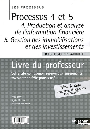 Processus 4 et 5 BTS CGO 1e année - Livre du... de Anne Jarry - Livre ...