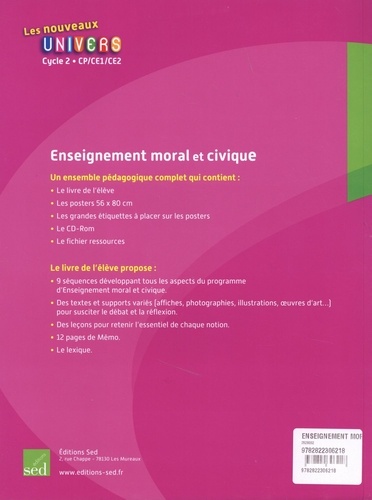 Enseignement moral et civique Cycle 2 (CP/CE1/CE2) de Antoine Auger - Grand Format - Livre - Decitre