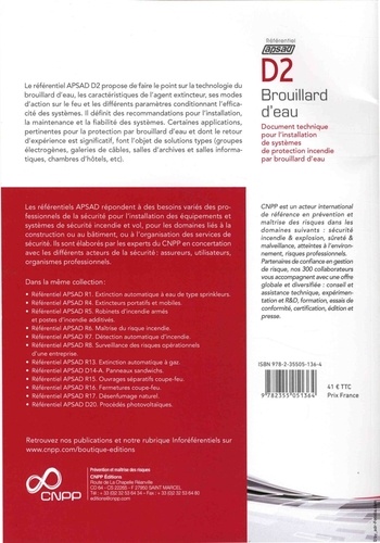 Référentiel APSAD D2 Brouillard d'eau -... de APSAD - Grand Format ...