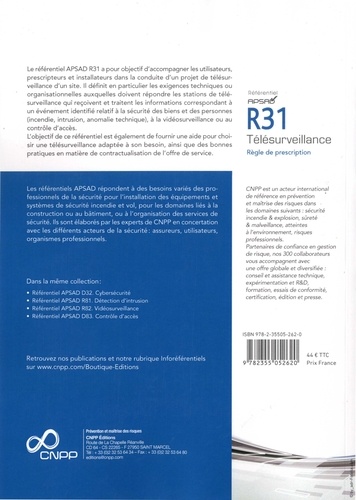 Référentiel APSAD R31 Télésurveillance -... de APSAD - Grand Format ...