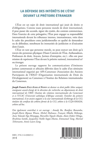 La défense des intérêts de l'État devant le... de Atara à ngonn joseph ...
