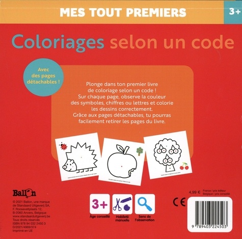 Coloriages selon un code - 3+ de Ballon - Album - Livre - Decitre