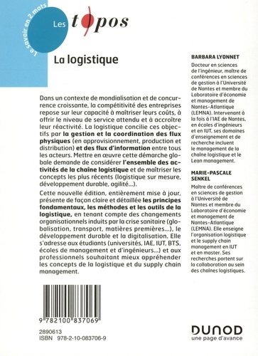 La logistique de Barbara Lyonnet - Poche - Livre - Decitre