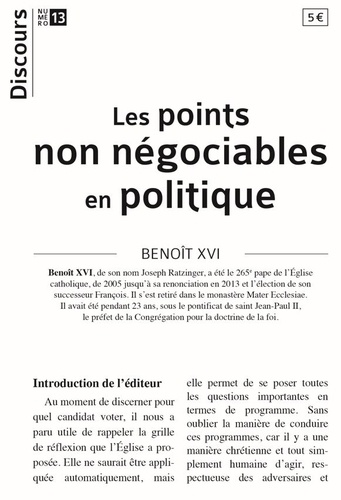 Les points non négociables en politique de Benoît XVI - Poche - Livre ...