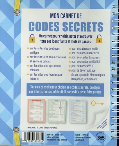 Mon carnet de codes secrets - Bertrand Lobry - Livres - Furet du Nord