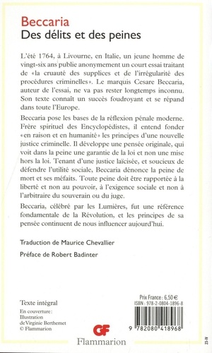 Des délits et des peines de Cesare Beccaria - Poche - Livre - Decitre Des délits et des peines de Cesare Beccaria - Poche - Livre - Decitre