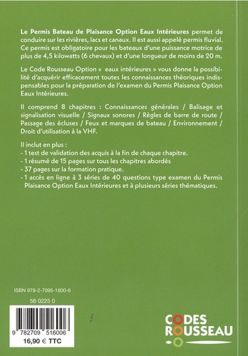 Code Permis Plaisance Option "eaux intérieures" de Codes Rousseau - Grand Format - Livre - Decitre