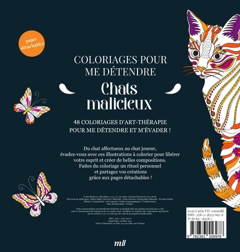 Chats malicieux - Coloriages pour me détendre -... de Collectif - Livre ...