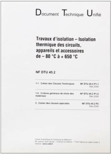 DTU 45.2 Isolation thermique des circuits,... de CSTB - Livre - Decitre