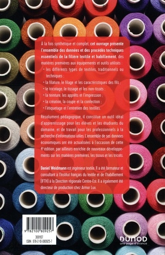 Technologies des textiles - De la fibre à... de Daniel Weidmann - Grand Format - Livre - Decitre
