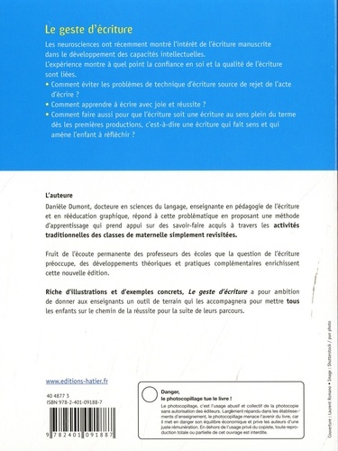 Le geste d'écriture - Méthode d'apprentissage... de Danièle Dumont - Grand Format - Livre - Decitre