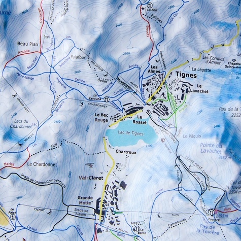 Tignes, Val d'Isère - Carte plan des pistes... - Dénivelés - Livres ...