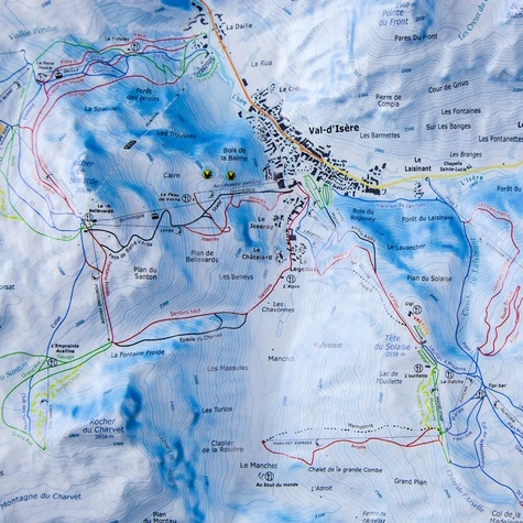 Tignes, Val d'Isère - Carte plan des pistes... - Dénivelés - Livres ...