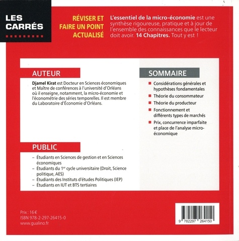 L'essentiel de la micro-économie - Djamel Kirat - Livres - Furet du Nord