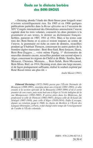 Etude sur le dialecte berbère des Beni-Snous -... de Edmond Destaing ...