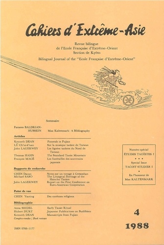 Cahiers d'Extrême-Asie N° 4/1988. Etudes... de John Lagerwey - Grand ...