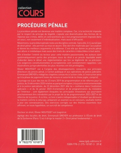 Procédure pénale de Emmanuel Dreyer - Grand Format - Livre - Decitre