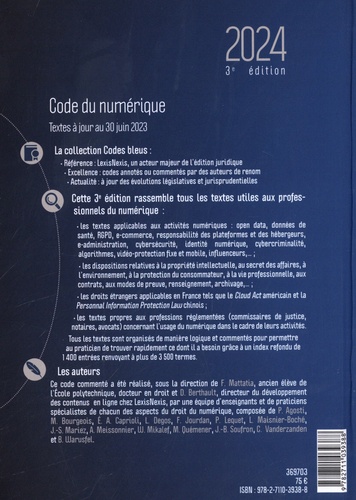 Code du numérique de Fabrice Mattatia - Grand Format - Livre - Decitre