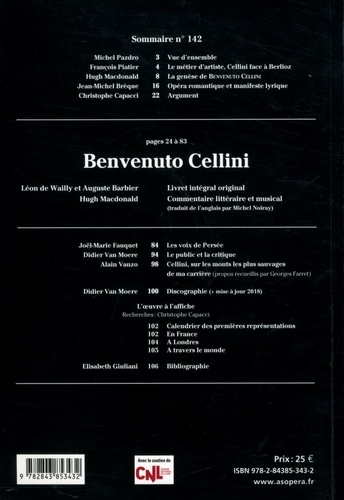 L'Avant-Scène Opéra N° 142. Benvenuto Cellini de Hector Berlioz - Grand ...