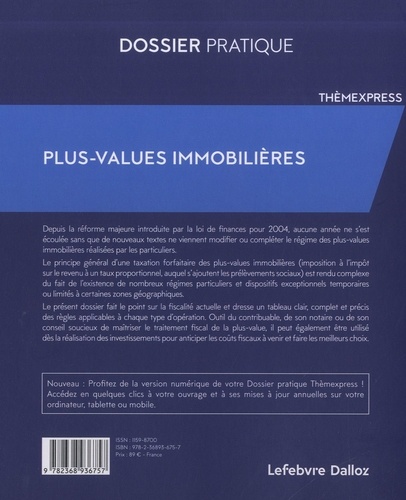 Plus-values immobilières - Francis Lefebvre - Livres - Furet du Nord