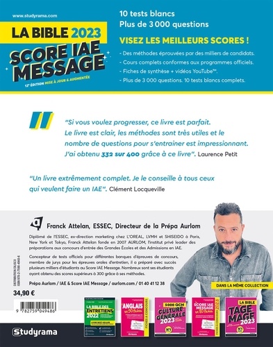 La bible du score IAE Message de Franck Attelan - Grand Format - Livre - Decitre