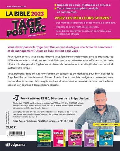 La bible du TAGE post bac 2023 de Franck Attelan - Grand Format - Livre - Decitre