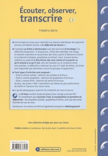 Ecouter, observer, transcrire CP de Frédéric Adrie - Grand Format ...