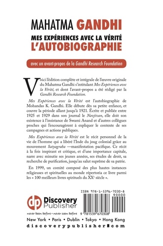 Mes expériences avec la Vérité -... de Gandhi Mahatma - Livre - Decitre