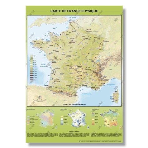Carte de France physique relief et hydrographie -... de Geo Reflet - Livre - Decitre