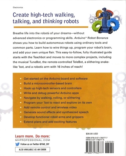 Arduino Robot Bonanza Gordon Mccomb Livres Furet Du Nord
