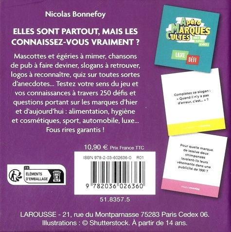Apéro Marques Cultes - Mimez, chantez, devinez.... - Larousse - Livres ...