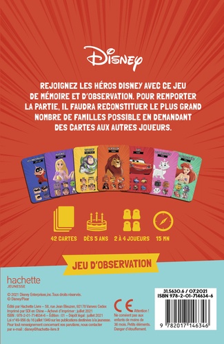 Les 7 familles Disney - Jeu d'observation de Disney - Livre - Decitre
