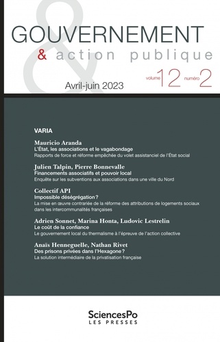Gouvernement & action publique Volume 12 N° 2,... de Patrick Hassenteufel - Grand Format - Livre ...
