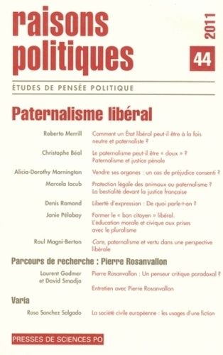 Raisons politiques N° 44. Paternalisme libéral - Sciences Po - Livres ...