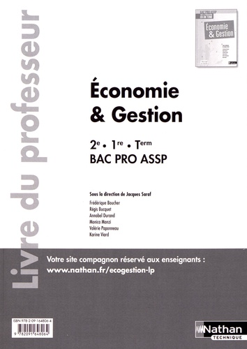 Economie & Gestion 2e/1re/Tle Bac Pro ASSP -... de Jacques Saraf - Grand Format - Livre - Decitre