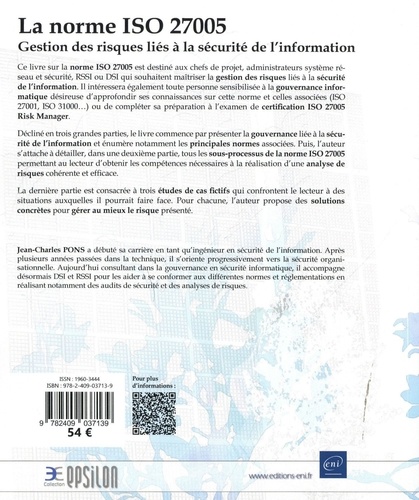 La norme ISO 27005 - Gestion des risques liés à... de Jean-charles Pons - Grand Format - Livre ...