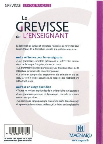Le Grevisse de l'enseignant - Grammaire de... de Jean-Christophe Pellat ...