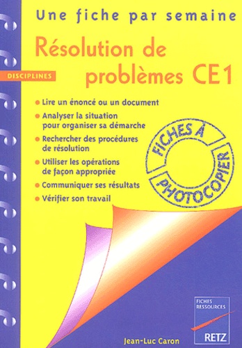 Résolution de problèmes CE1 de Jean-Luc Caron - Livre - Decitre