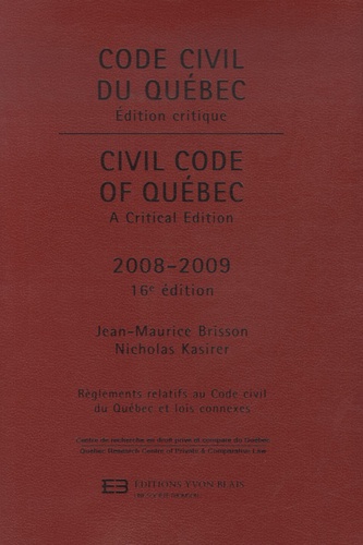 Code civil du Québec - Edition critique bilingue... de Jean Maurice ...