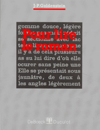 POUR LIRE LE ROMAN de Jean-Pierre Goldenstein - Livre - Decitre