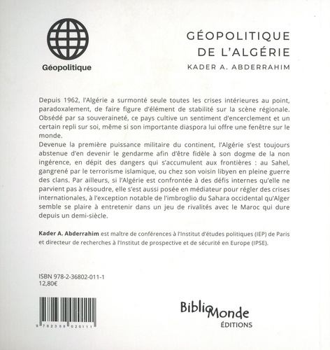 Géopolitique de l'Algérie de Kader Abderrahim - Grand Format - Livre ...