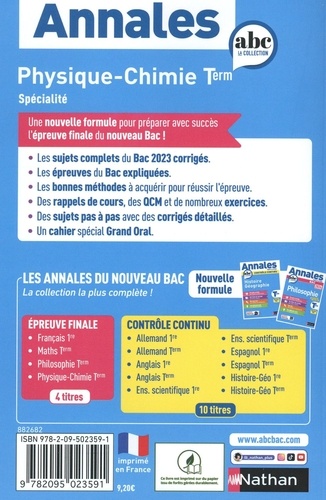 Physique-Chimie Spécialité Tle - Sujets & corrigés - Karine Marteau ...