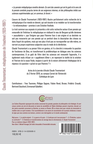 Cahiers Disputatio N° 7. Claude Tresmontant,... de Philippe Gagnon ...