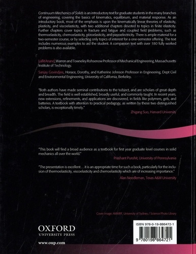 Continuum Mechanics of Solids - Lallit Anand - Livres - Furet du Nord