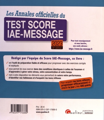 Les annales officielles du test score IAE-Message - Laurent Bironneau ...